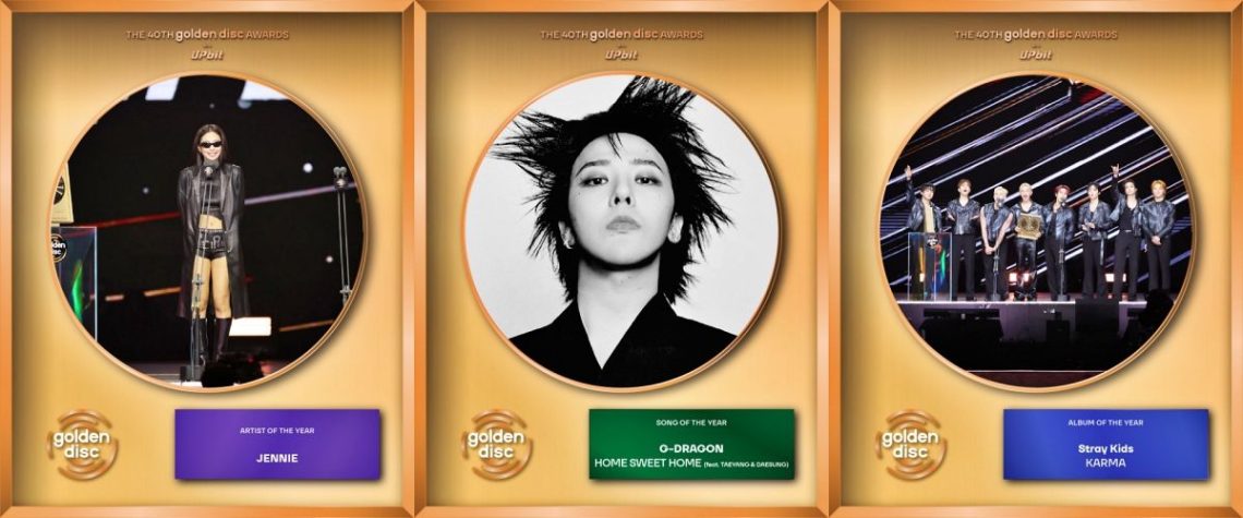 Winners of the 2026 Golden Disc Awards (GDA): Jennie, G-Dragon, and ...